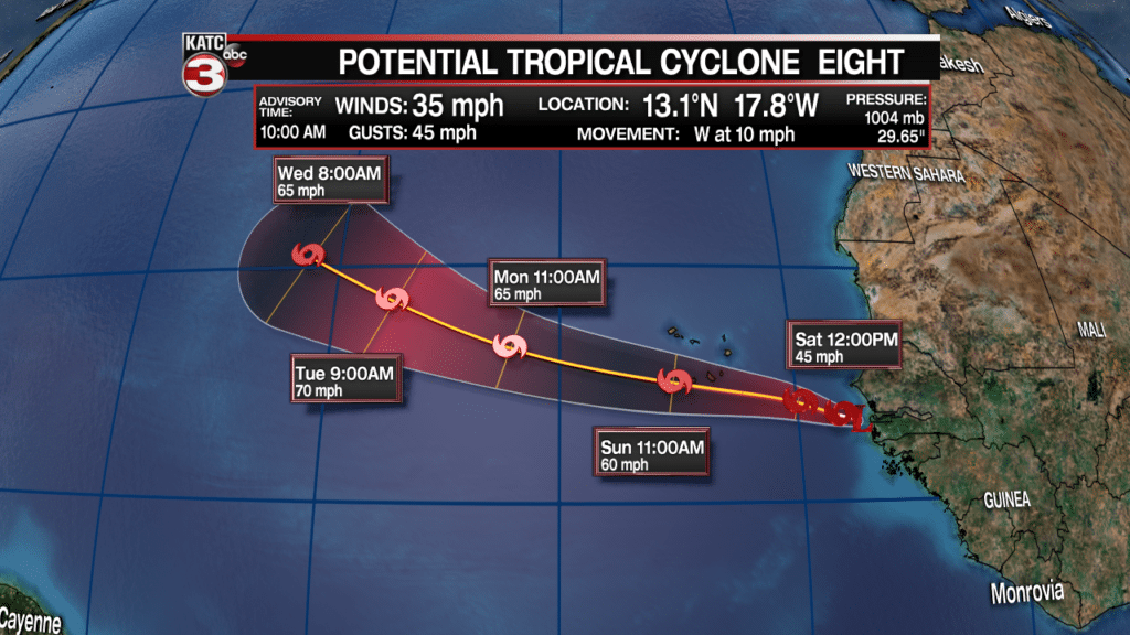 Potential Tropical Cyclone Eight forms in Atlantic
